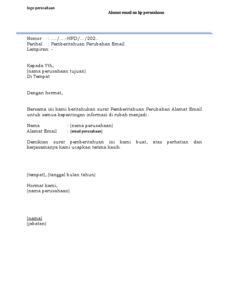 Pemberitahuan Perubahan Alamat Email | PDF | Karier & Perkembangan