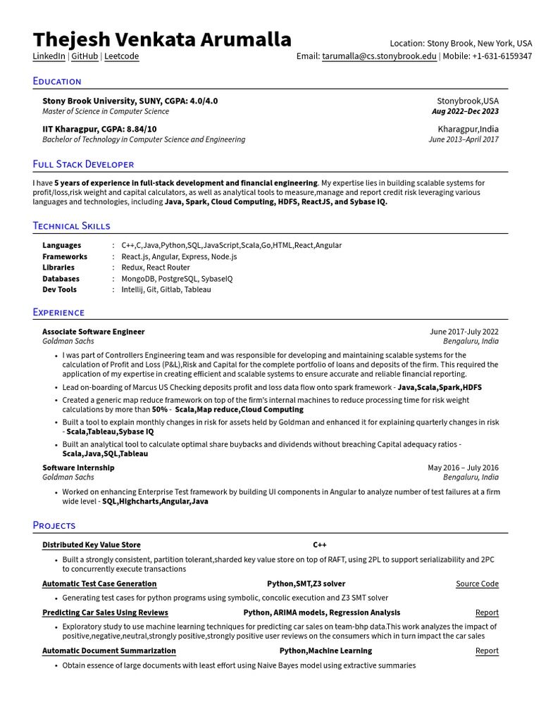 Thejesh Venkata Arumalla: Education | PDF | Apache Spark | Scala (Programming Language)