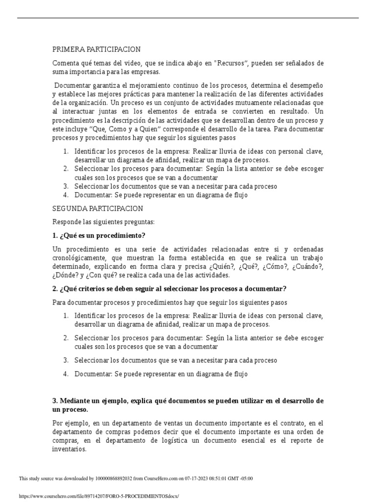 Foro 5 Procedimientos | PDF | Informática