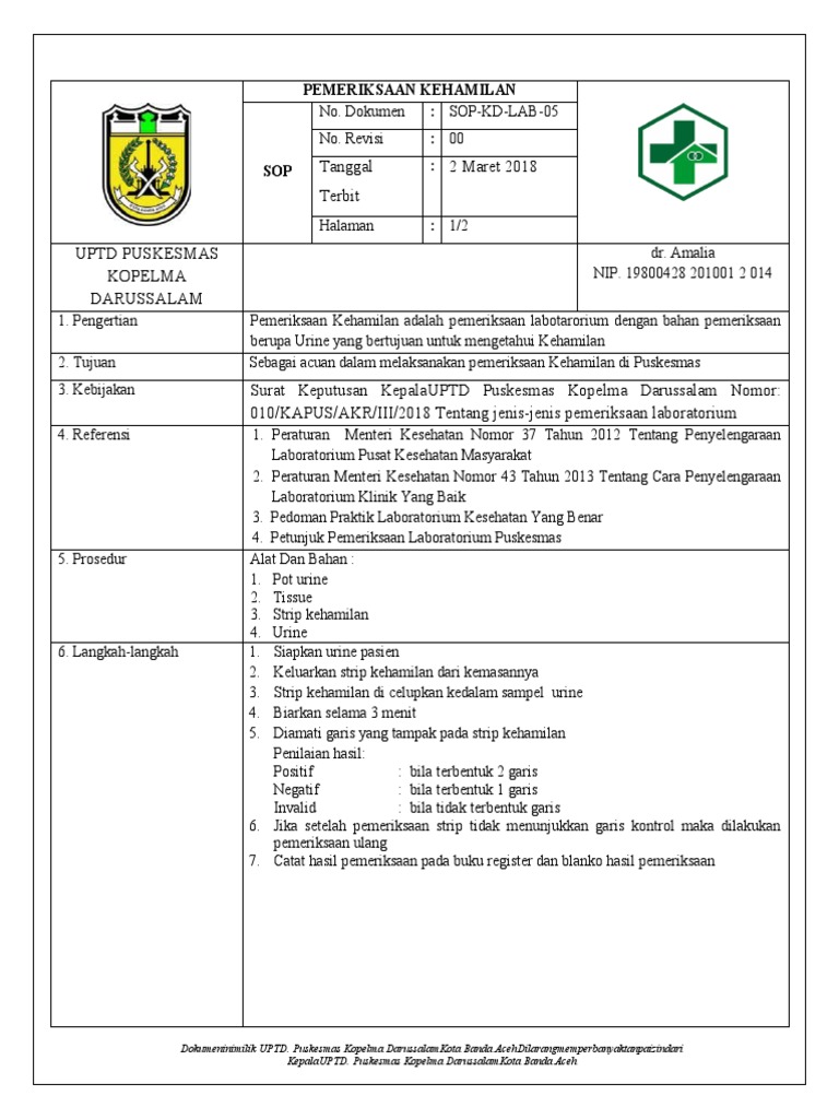 Sop Pemeriksaan Kehamilan | PDF