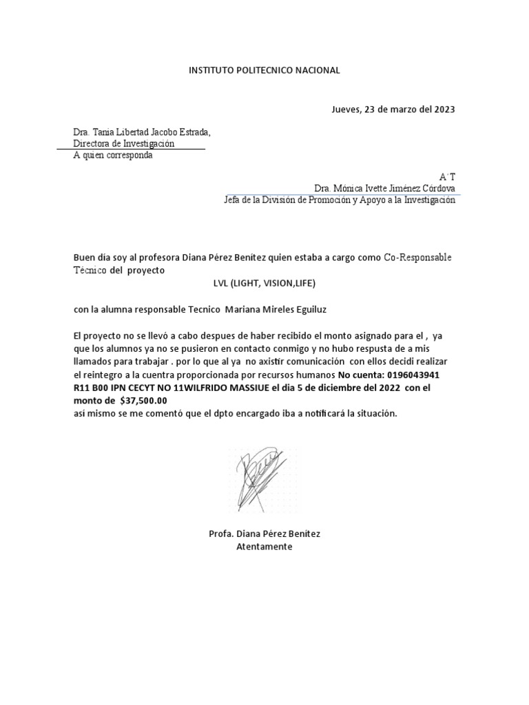 oficio proyecto | PDF