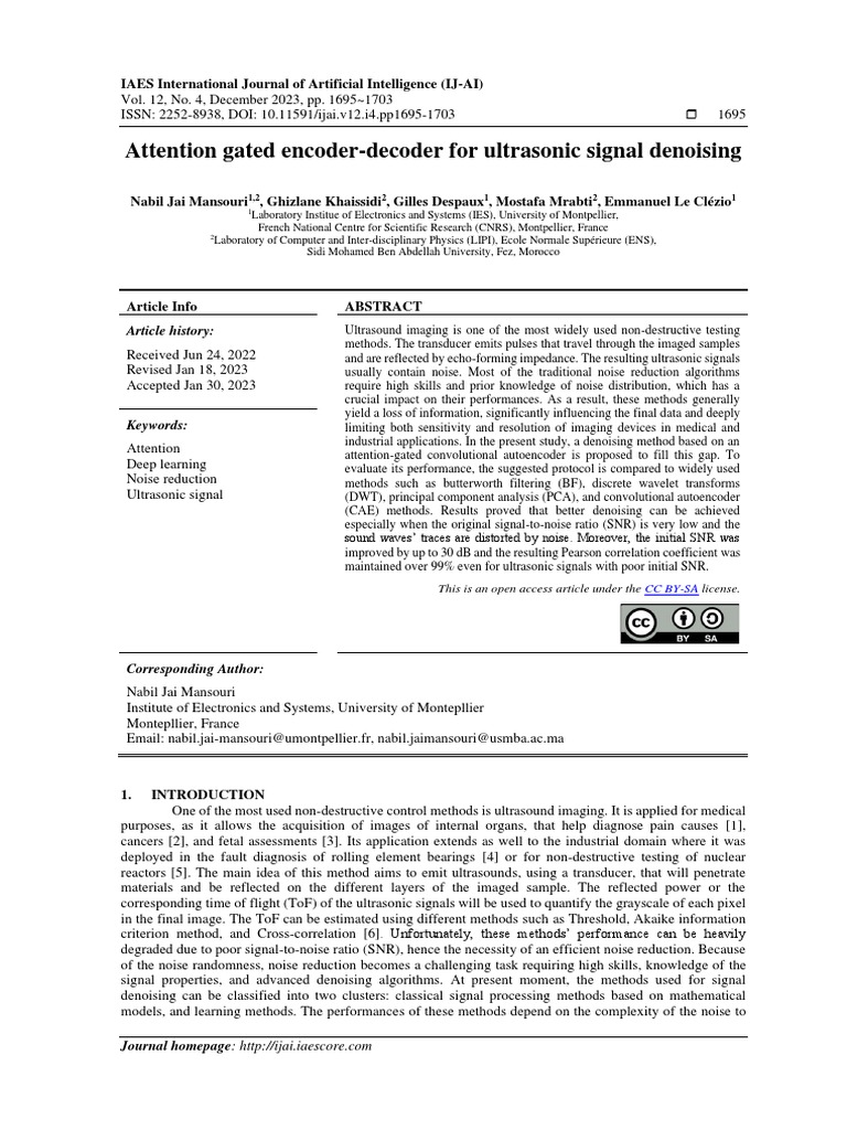 Attention Gated Encoder-Decoder For Ultrasonic Signal Denoising | PDF ...