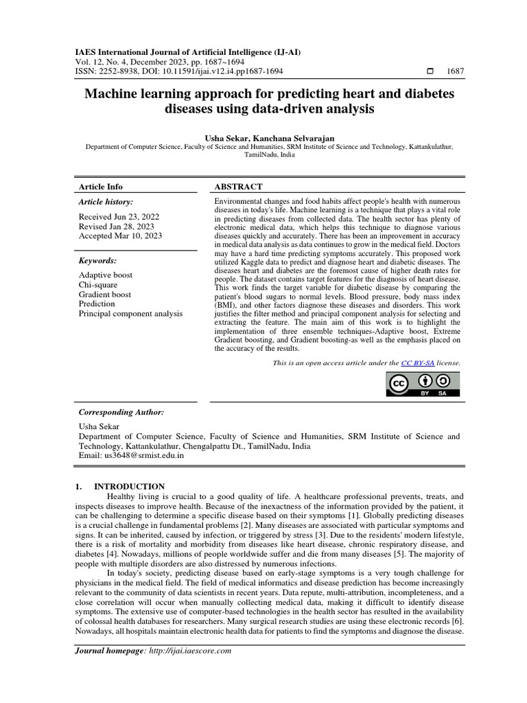 Machine Learning Approach For Predicting Heart and Diabetes Diseases ... Machine Learning Approach For Predicting Heart and Diabetes Diseases ...