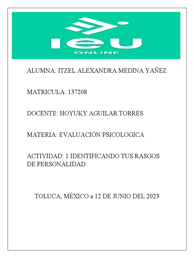 Identificando Tus Rasgos de Personalidad | PDF | Sicología | Conceptos ...