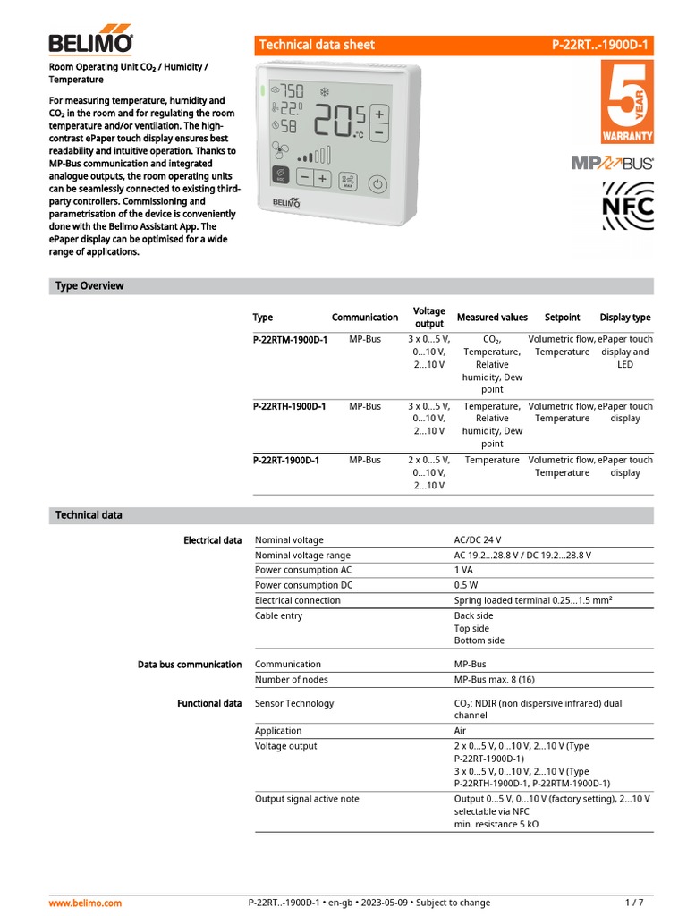 Belimo - P 22RT.. 1900D 1 - Datasheet - en GB | PDF | Direct Current ...