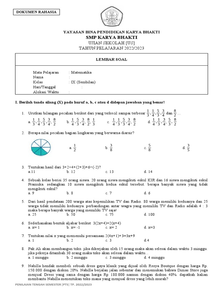 Soal Us Kelas 9 Tahun 2023 Pdf