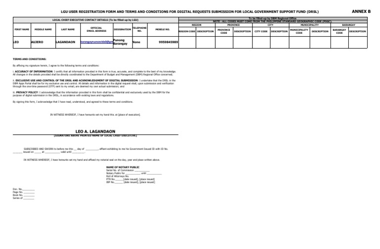 ANNEX B LGU User Registration Form | PDF | Applications Of Cryptography ...