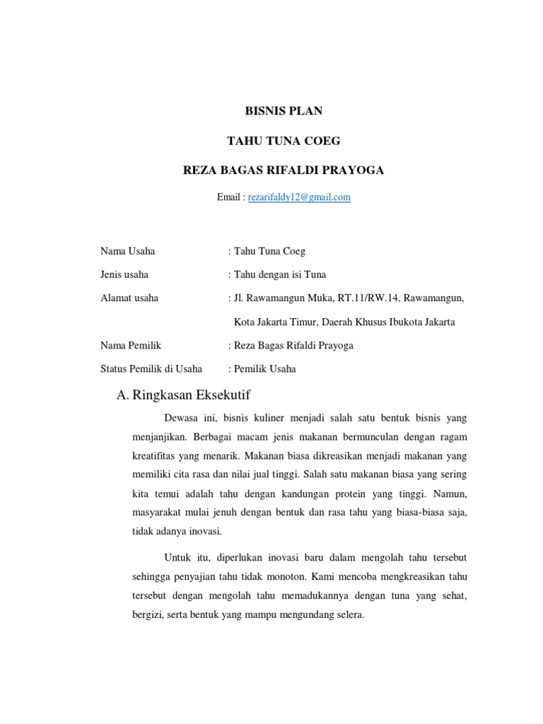 Reza Bagas Rifaldi Prayoga - BP Tahu Tuna | PDF