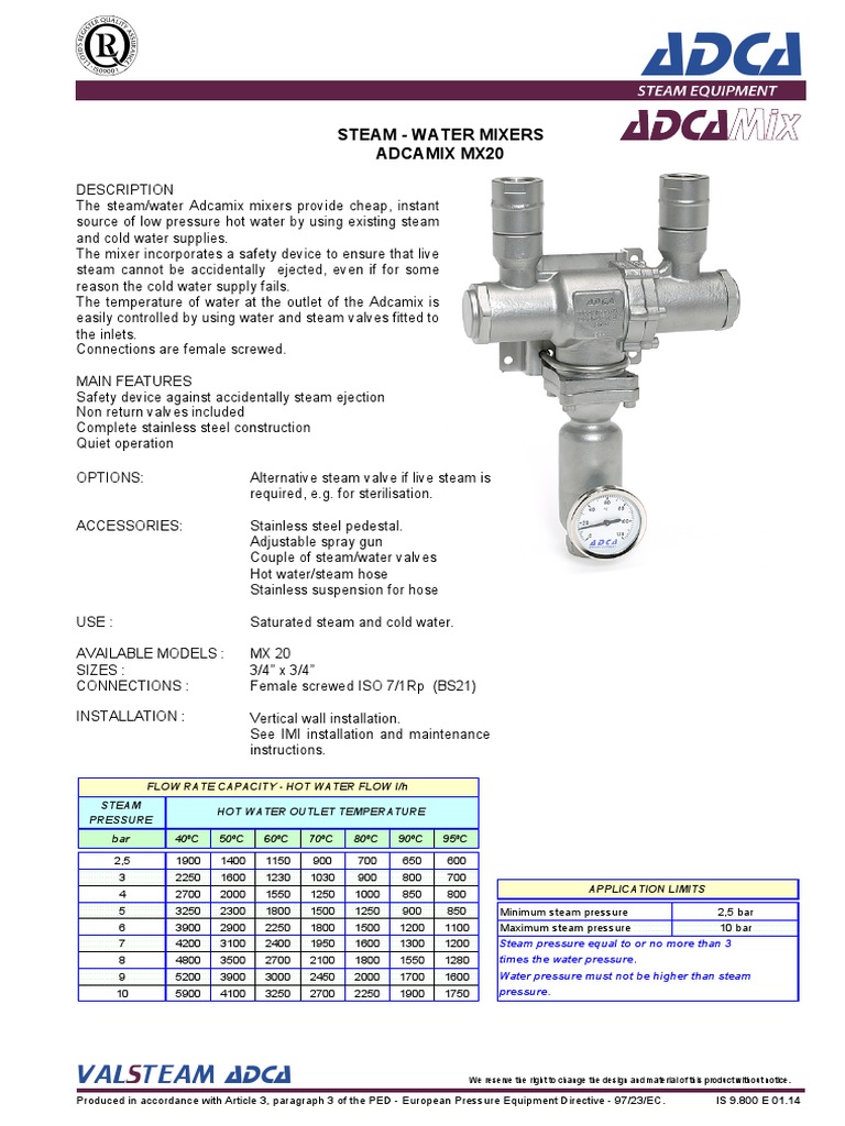Steam-Water Mixing Valve Overview | PDF | Valve | Water Heating