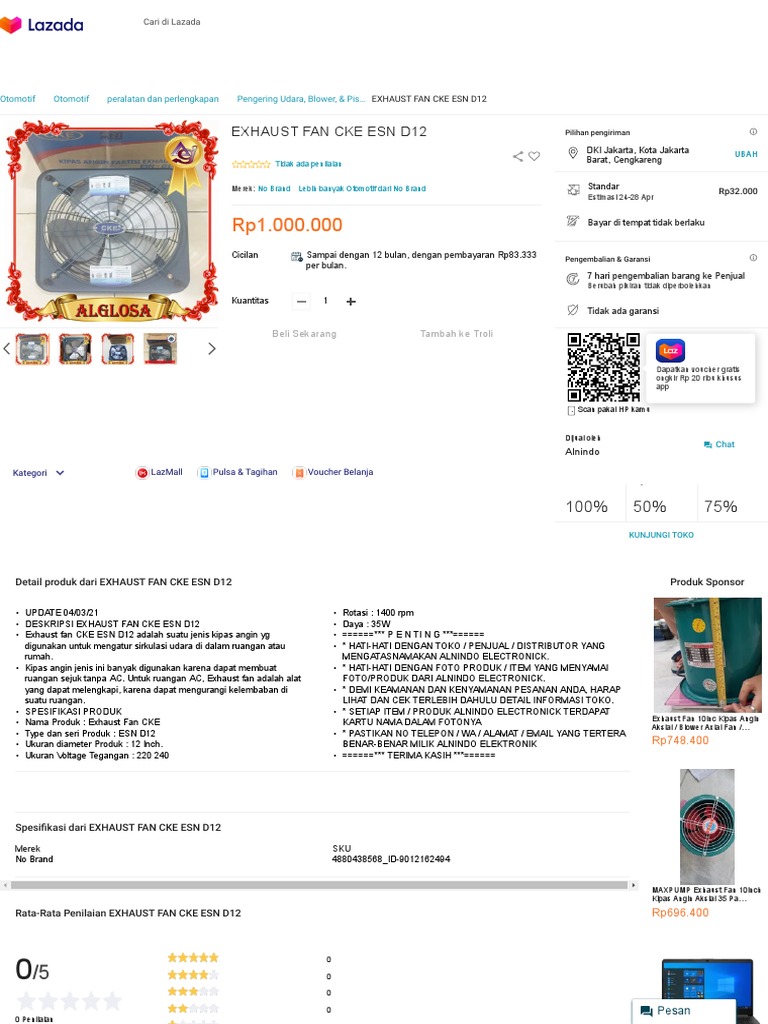 EXHAUST FAN CKE ESN D12 - Lazada Indonesia | PDF