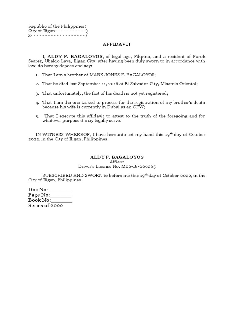 Affidavit of Age | PDF