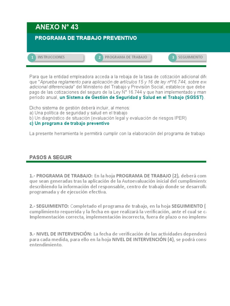 Anexo N 43 Programa de Trabajo Preventivo ACHS | PDF