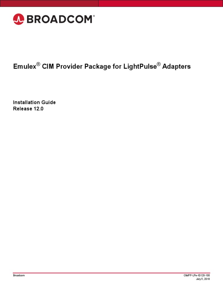 Emulex® CIM Provider Package For LightPulse® Adapters - Installation ...