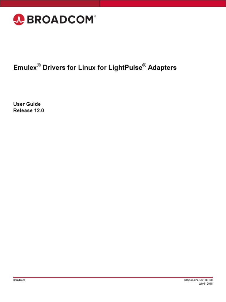 Emulex® Drivers For Linux For LightPulse® Adapters - User Guide R12.0 | PDF | Network Interface ...
