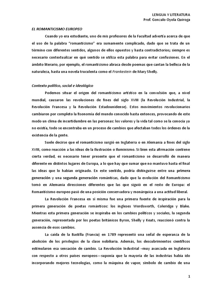 El Romanticismo | PDF | Romanticismo | Immanuel Kant