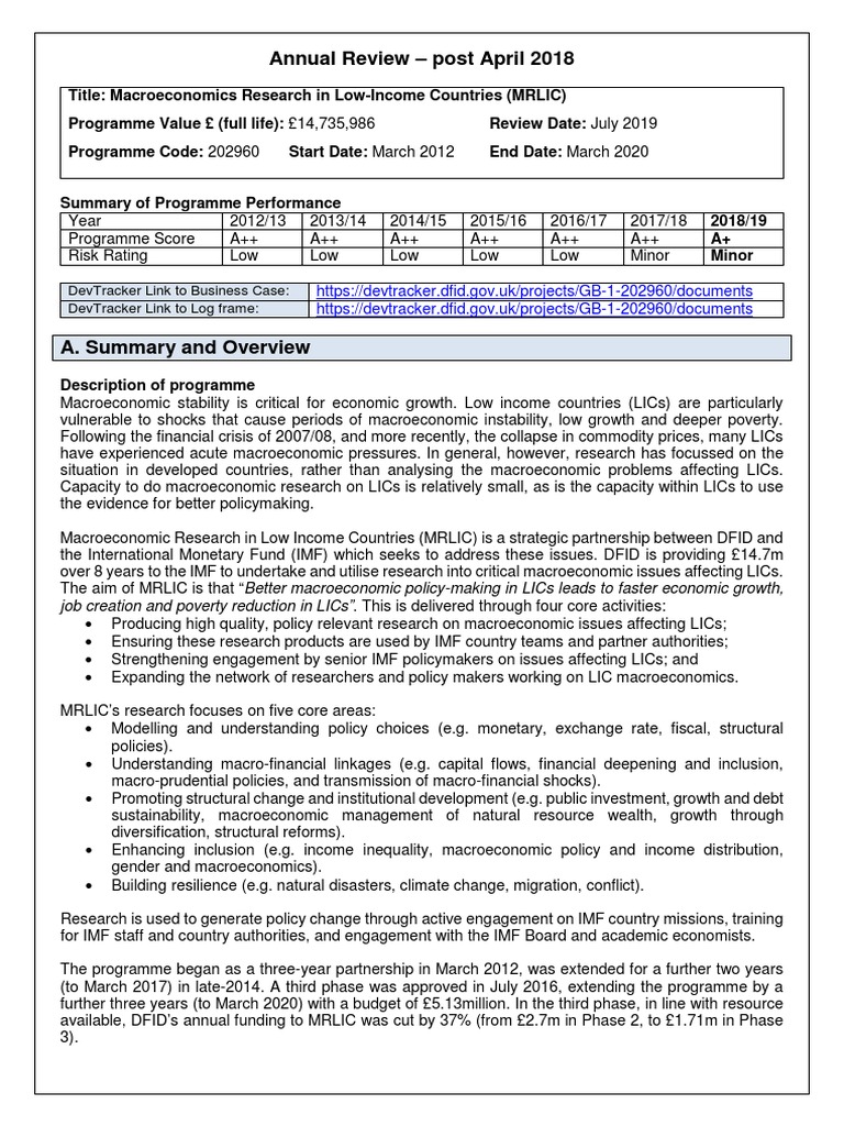DFID AR June2019 | PDF | International Monetary Fund | Macroeconomics