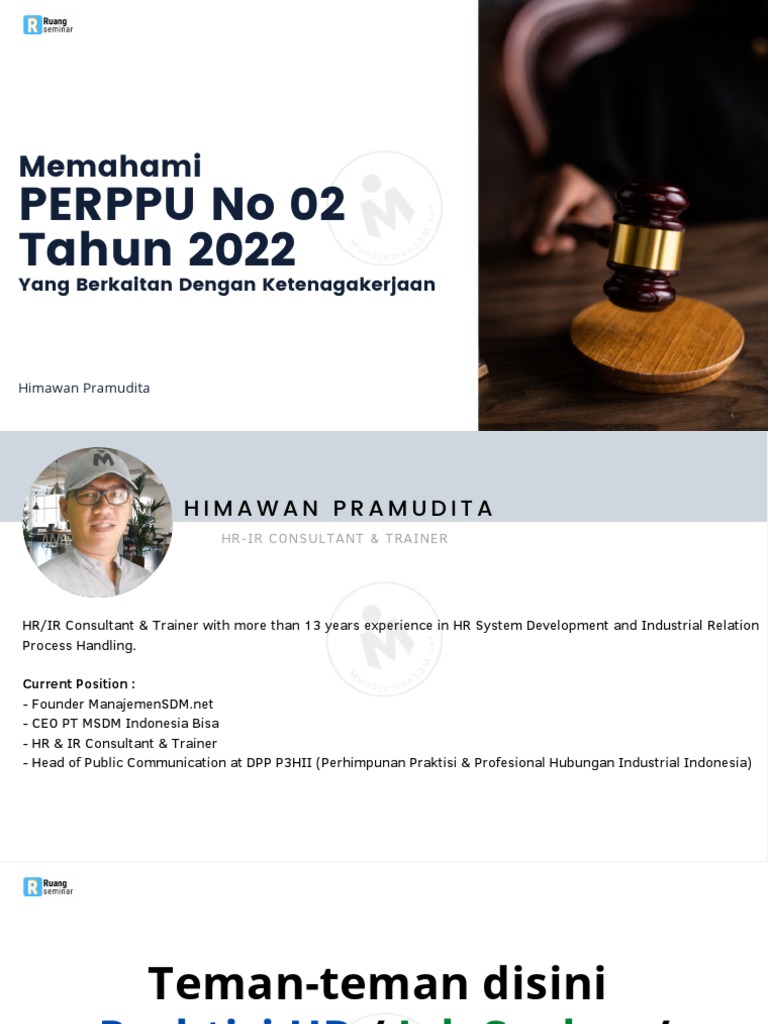 Modul UU 6 - 2023 Dan Perppu 02 - 2022 | PDF
