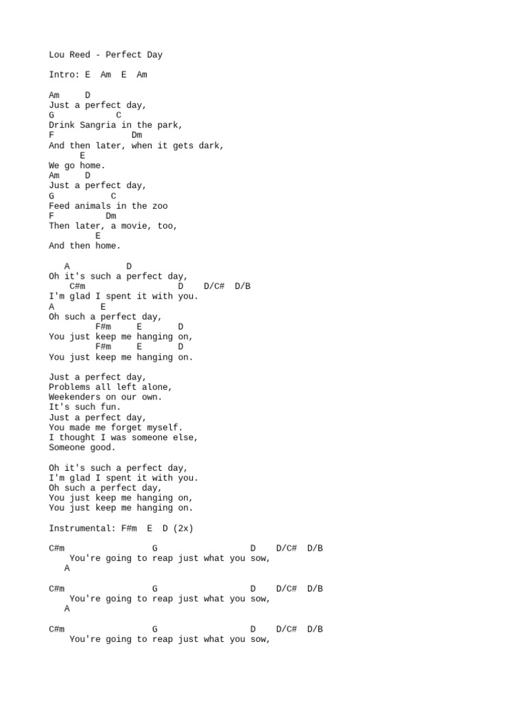 Perfect Day | PDF