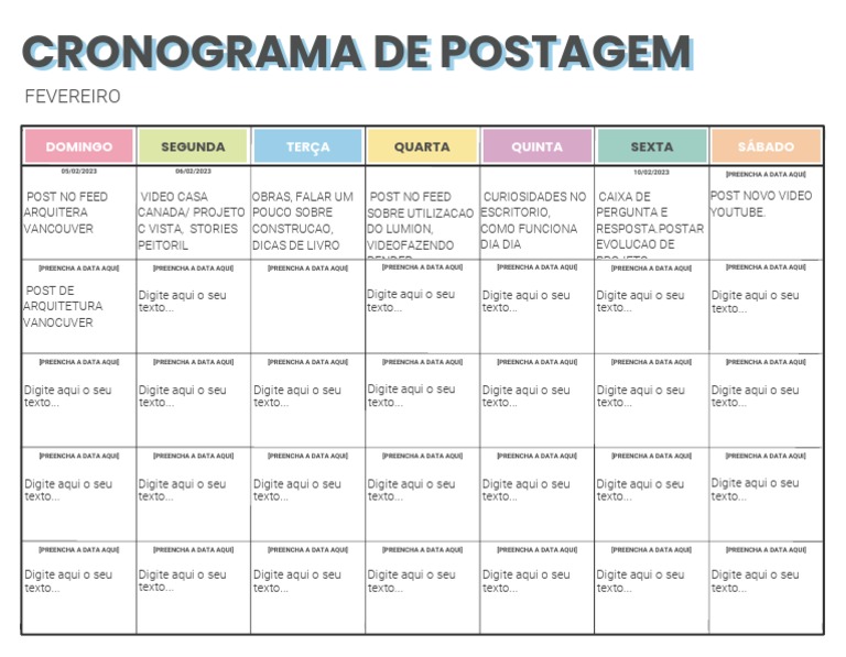 Cronograma de Postagem | PDF