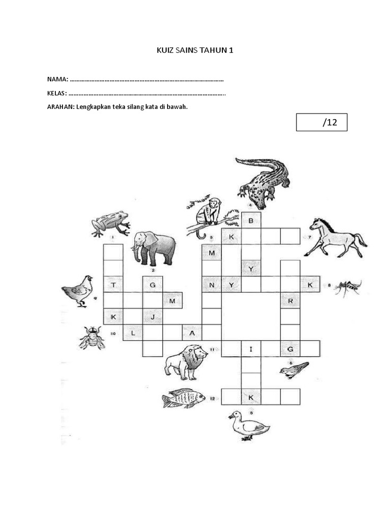 Kuiz Sains Tahun 1 | PDF
