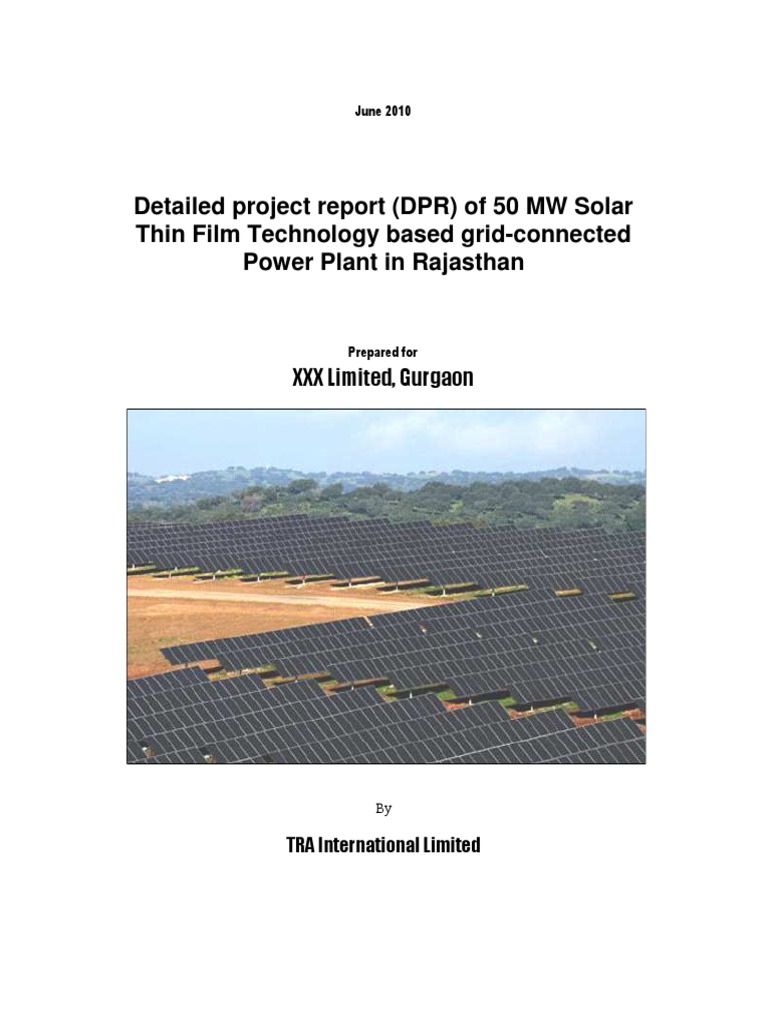 Detailed Project Report DPR of 50 MW Sol | PDF | Solar Cell | Photovoltaics
