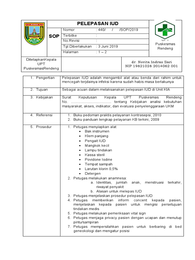Sop Pelepasan Iud | PDF