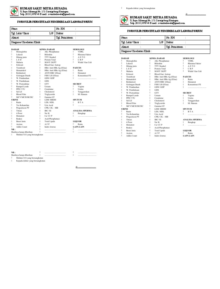 Form Permintaan Lab | PDF