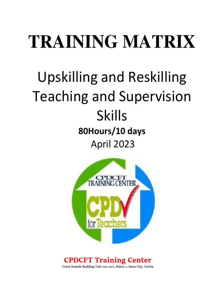Upskilling and Reskilling Teaching and Supervision Matrix 10day | PDF ...