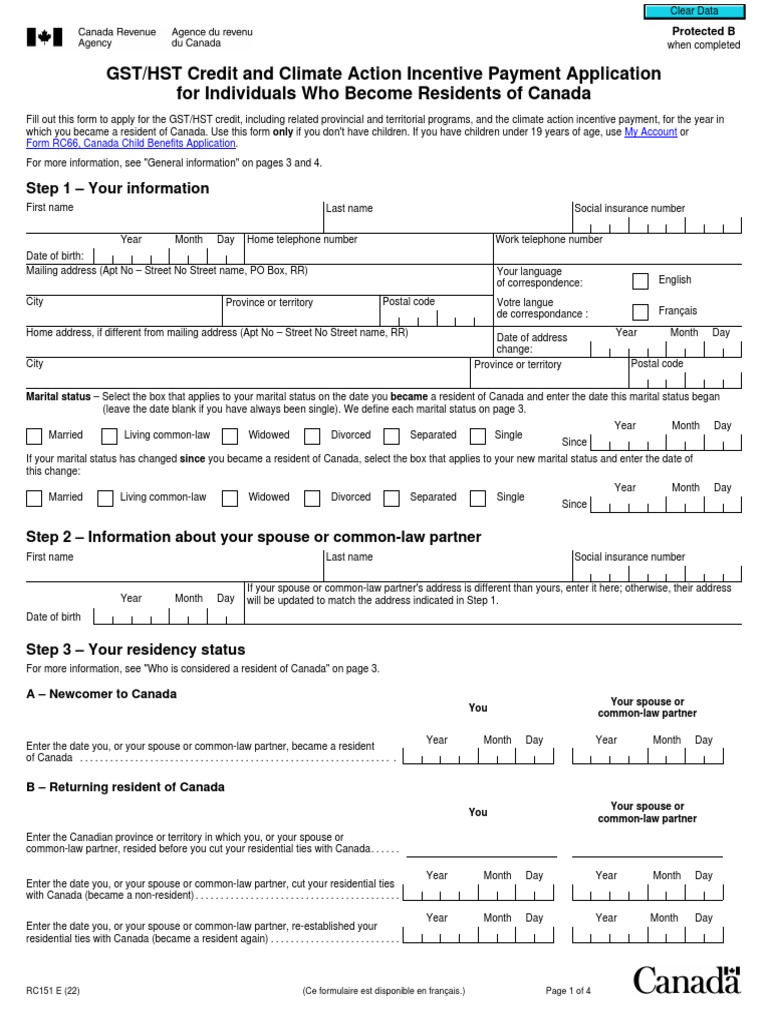rc151 Fill 22e | PDF | Cost Of Living | Payments