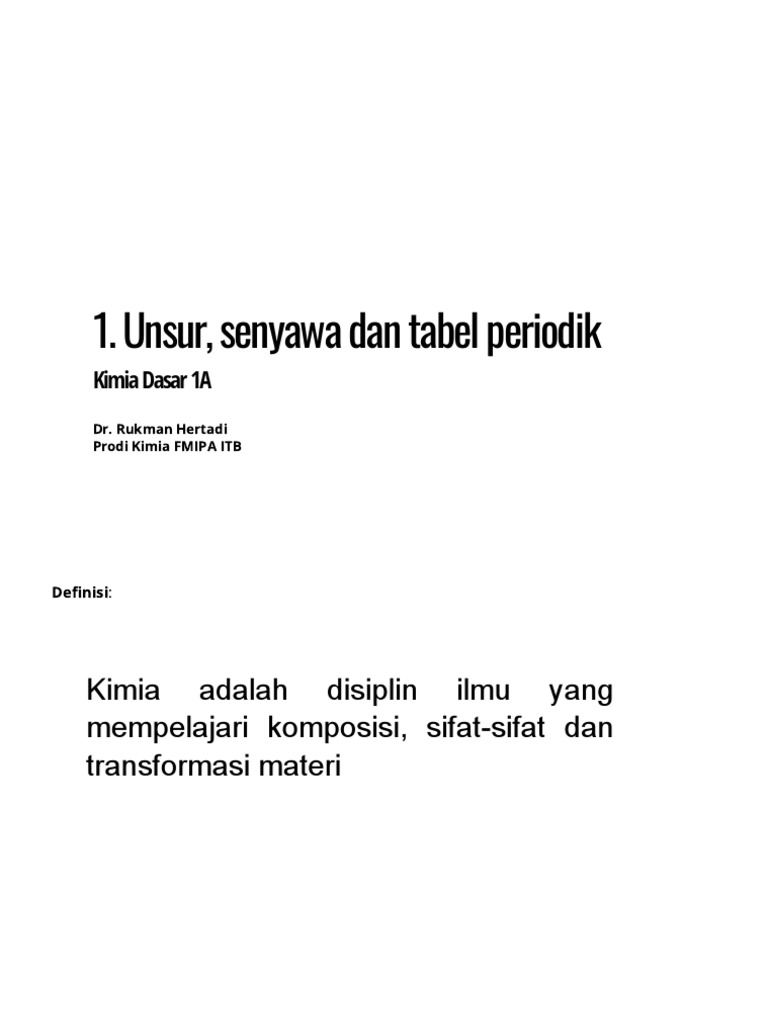 1 Unsur Senyawa Dan Tabel Periodik | PDF