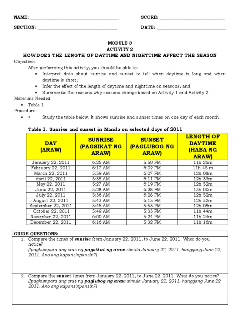 Individual Activity Sheet | PDF | Spacetime | Solar System