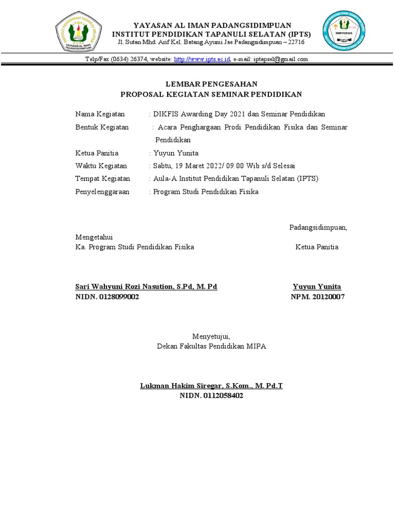 Proposal Acara Awarding Day DikFis-1 | PDF