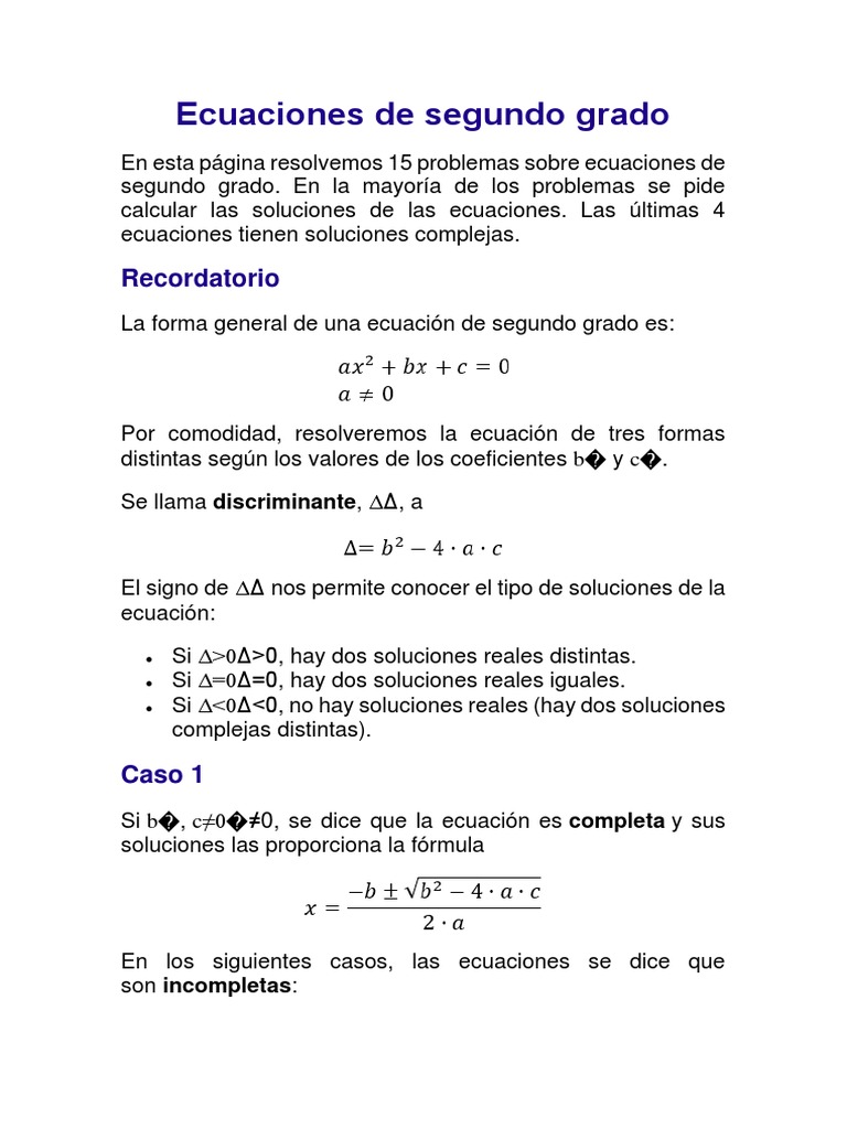 Tipos De Ecuaciones De Segundo Grado Ejemplos – JSRPJ