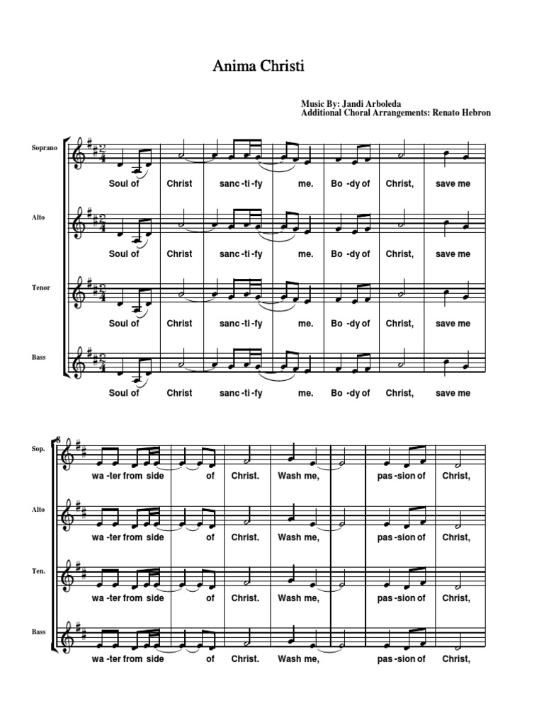 Anima Christi Satb | PDF | Human Throat | Choral Compositions