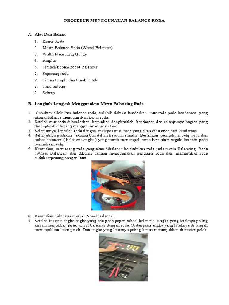 Prosedur Menggunakan Balance Roda | PDF