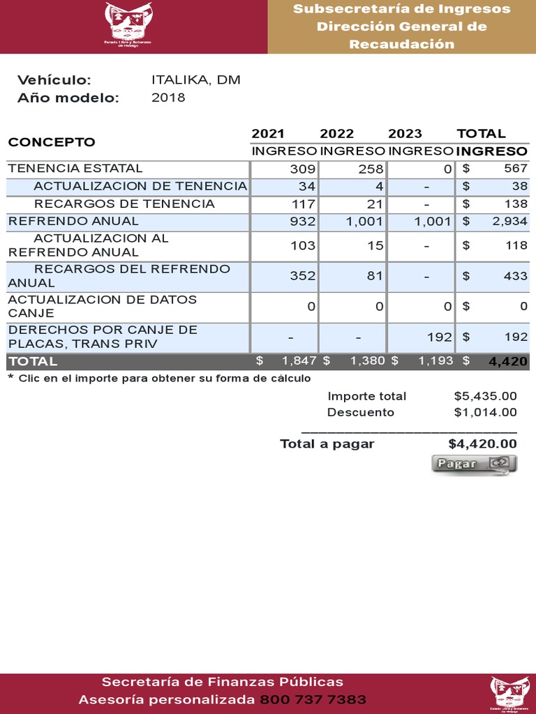 Refrendo Vehicular HIDALGO | PDF