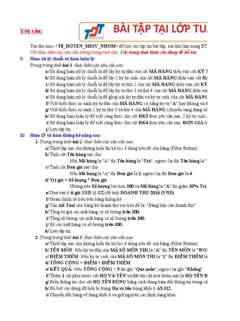 Bai Tap Tai Lop Tuan 8 | PDF