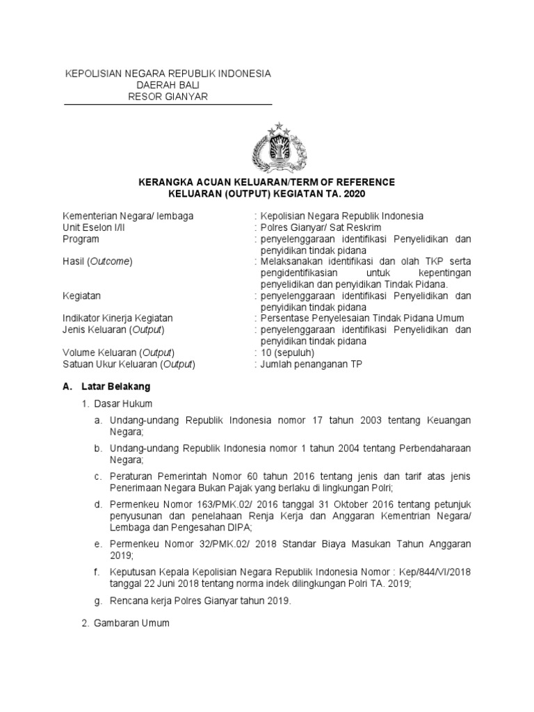 Kerangka Acuan | PDF