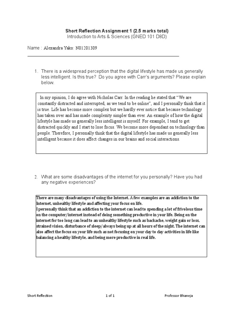 Reflection1 (1) GNED (Digital Lifestyle) | PDF