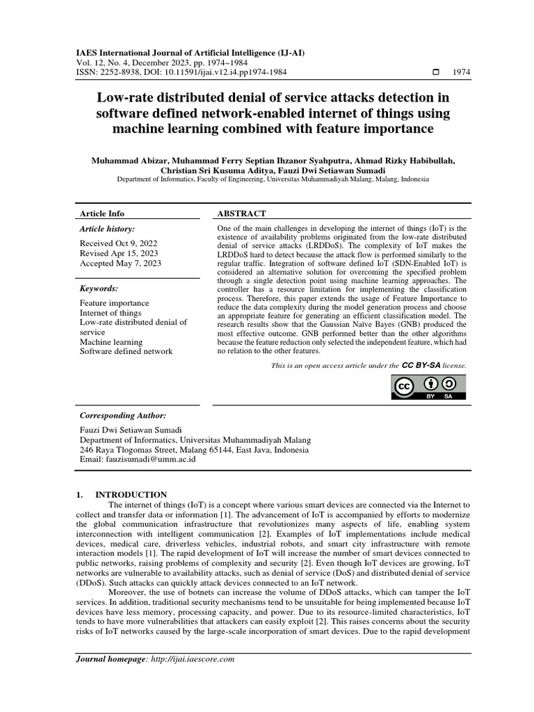 Low-Rate Distributed Denial of Service Attacks Detection in Software ... Low-Rate Distributed Denial of Service Attacks Detection in Software ...
