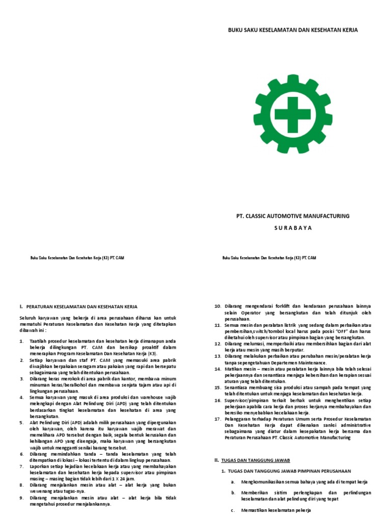 Buku Saku K3 CAM 2018 | PDF