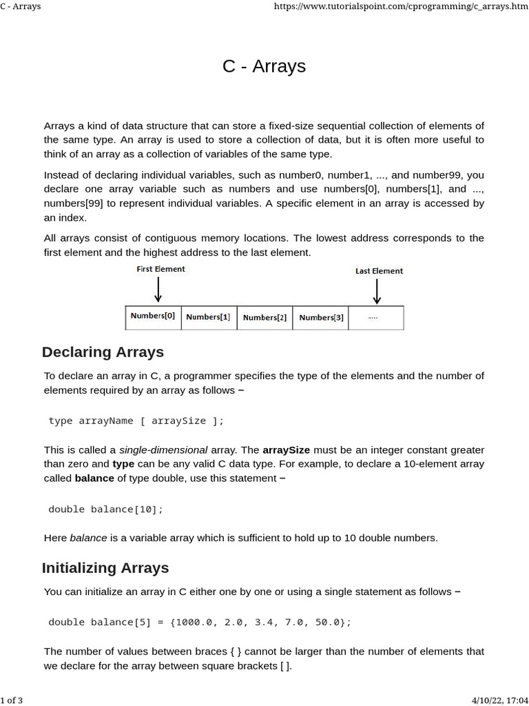 C - Arrays | PDF | Data Type | Variable (Computer Science) C - Arrays | PDF | Data Type | Variable (Computer Science)