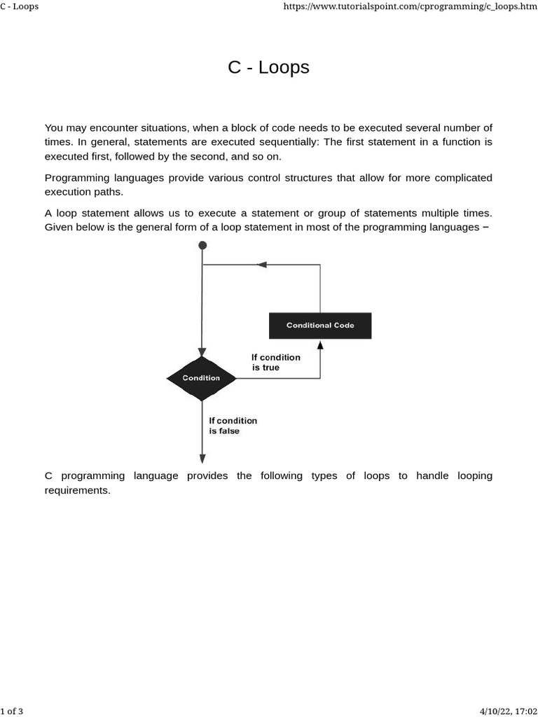 C - Loops | PDF | Control Flow | Computer Programming C - Loops | PDF | Control Flow | Computer Programming