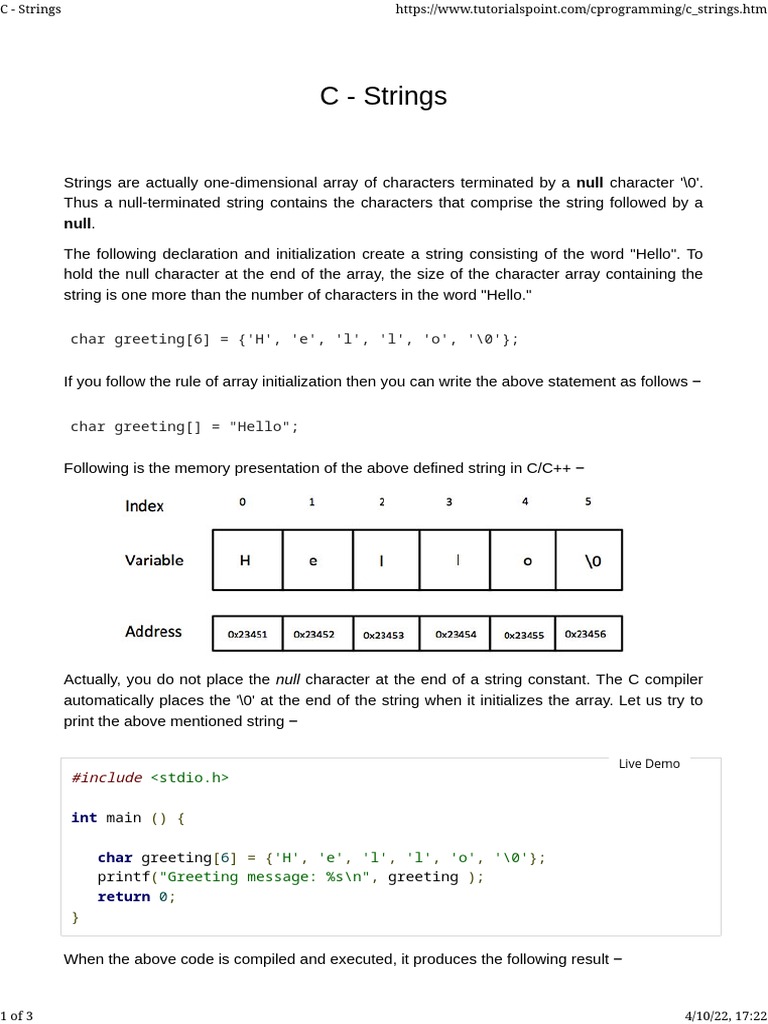 C Strings Pdf String Computer Science Software