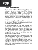 Hamlet's Soliloquy: To Be or Not to Be | PDF | Hamlet