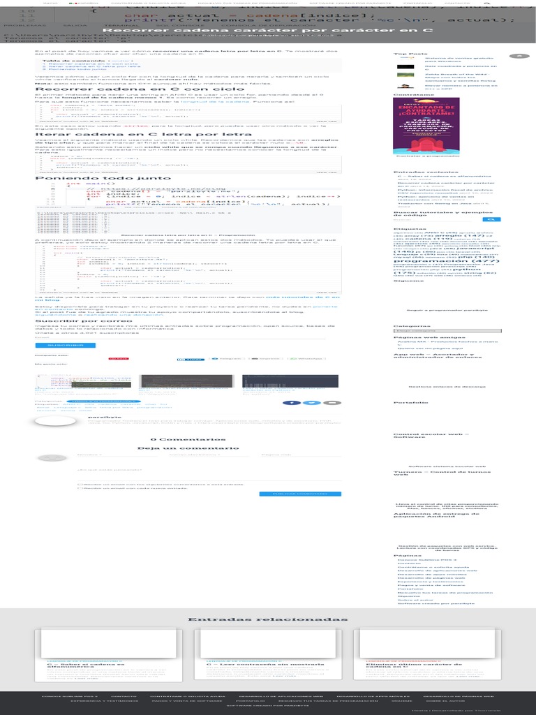 Recorrer Cadena Carácter Por Carácter en C - Parzibyte's Blog | PDF | C ...