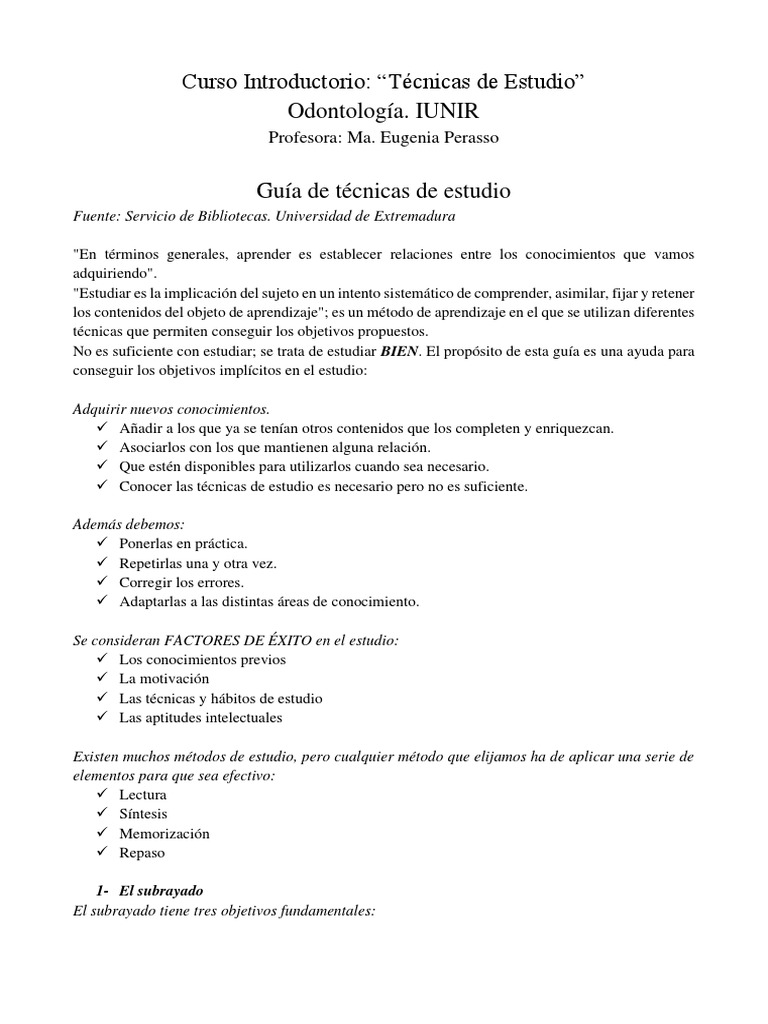 Guia de Tecnicas de Estudio | PDF | Habilidades de estudio | Memoria