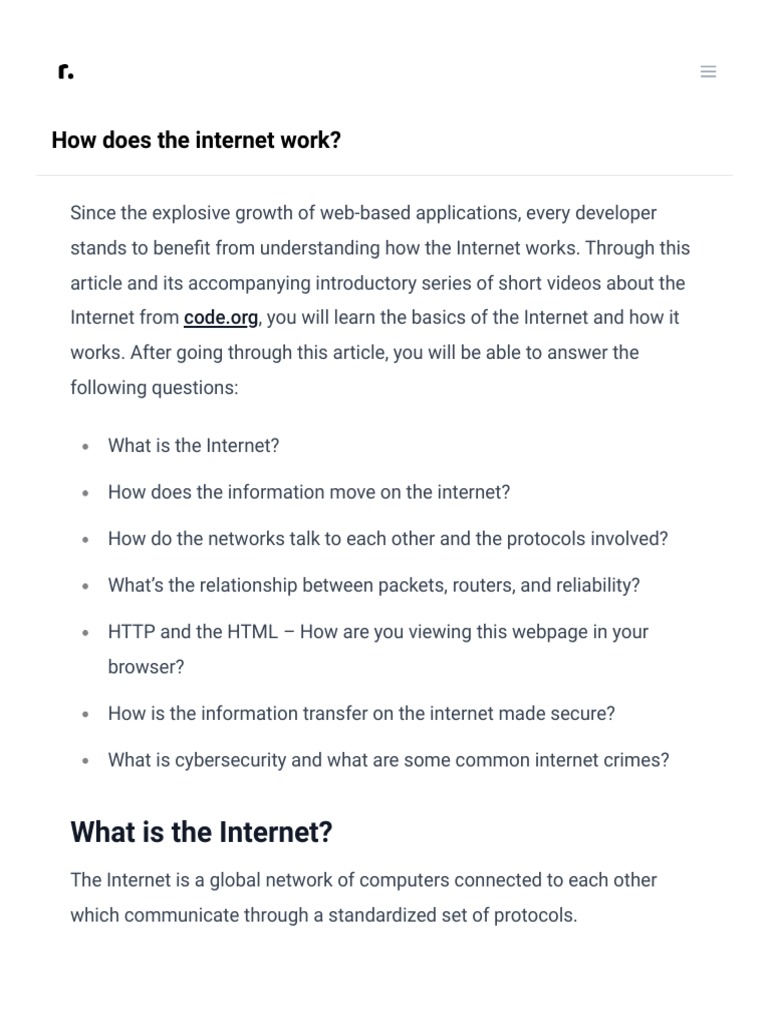 How Does The Internet Work - Roadmap - SH | PDF | Internet | Computer ...