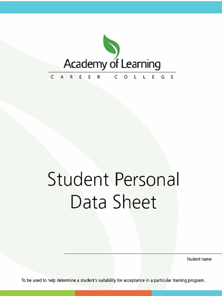 Student Personal Data Sheet Template | PDF