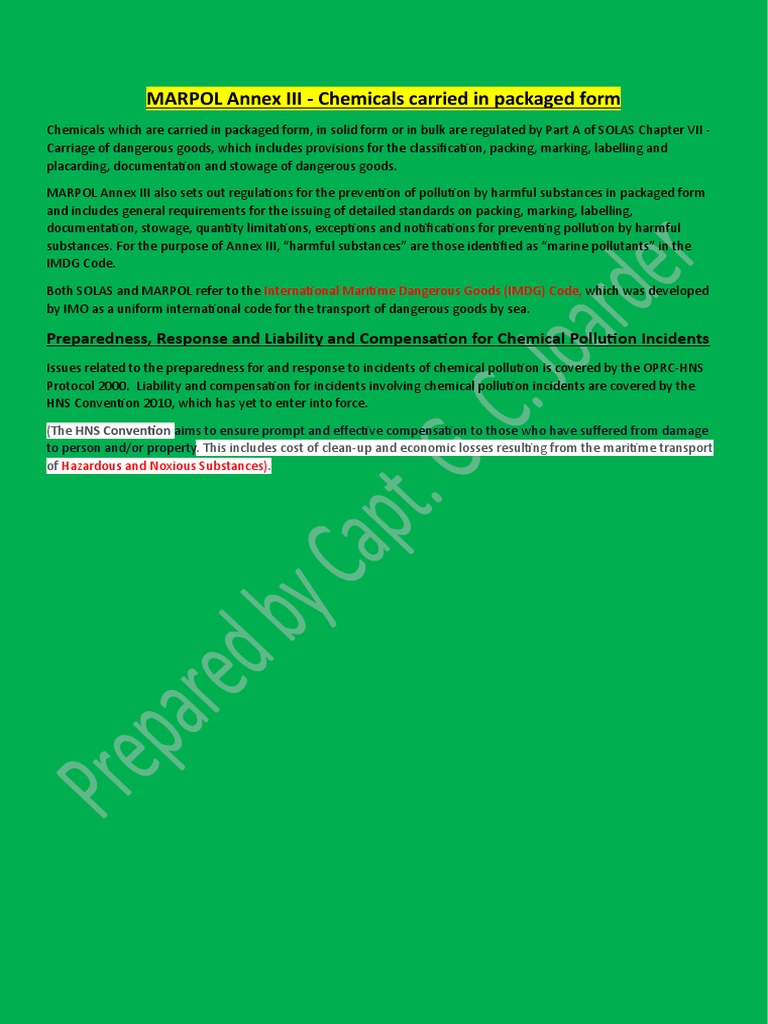 Marpol Annex III | PDF | Law